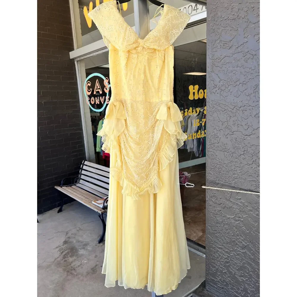 Harlene | Dresses | Vintage 94s Harlene Designs Butter Yellow Lace ...
